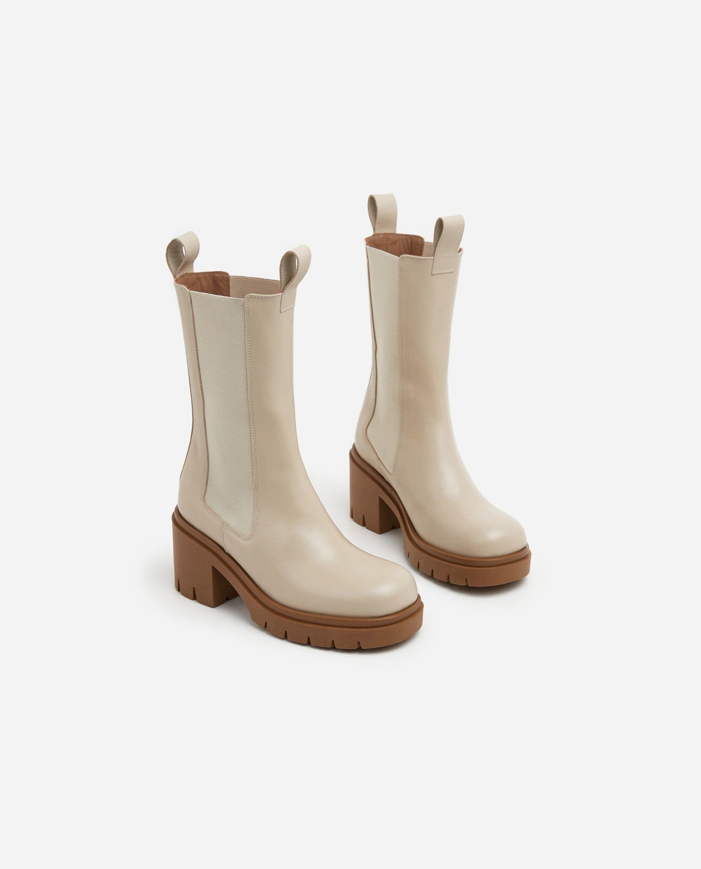 Flattered Lulu Creme Leather Chelsea Boots