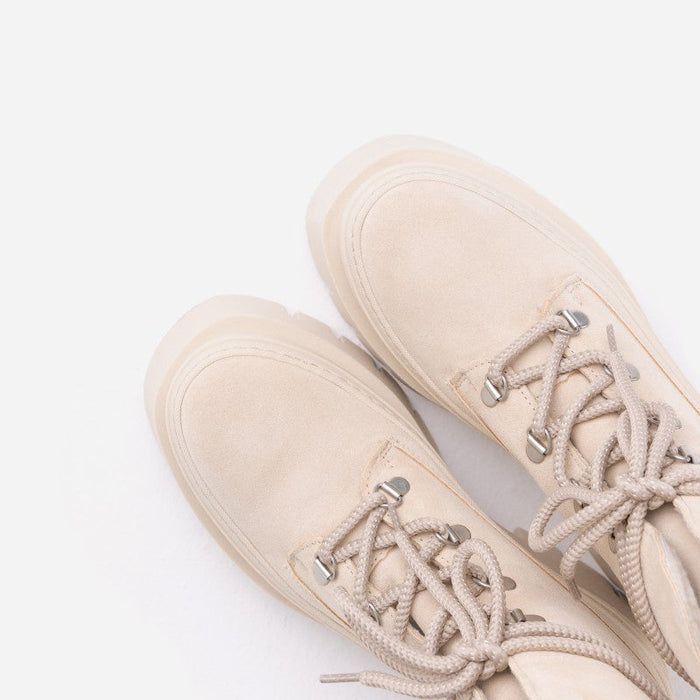 Bronx Evi Ann Creme White Suede Chunky Boots