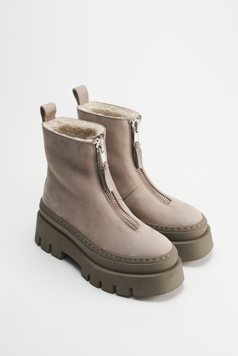 Copenhagen Studios Nabuc Greige Front Zip Winter Boots