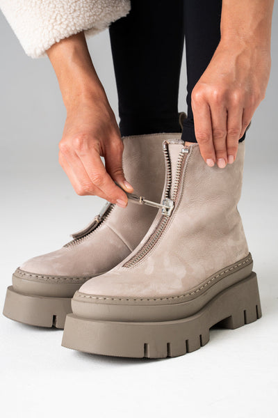 Copenhagen Studios Nabuc Greige Front Zip Winter Boots