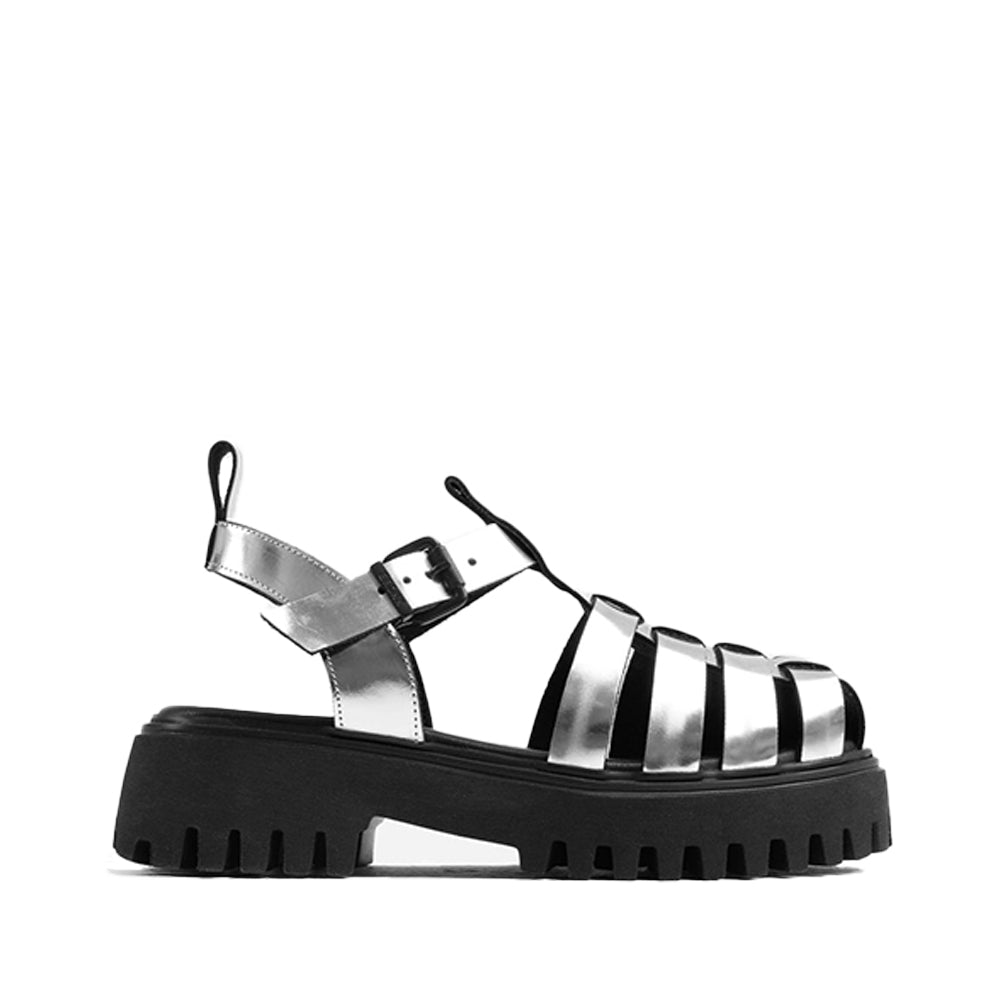 Bronx Groovy Silver Chunky Sandals
